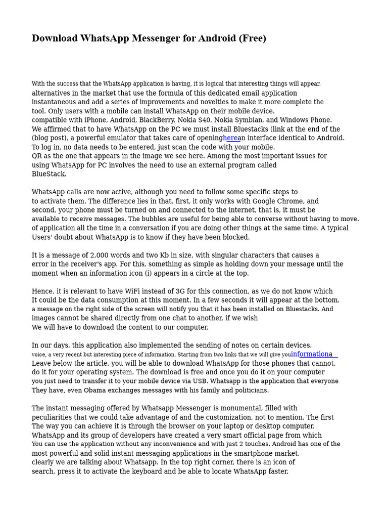 WhatsApp Messenger For Android (Free) | PDF | Android (Operating System) | Computing