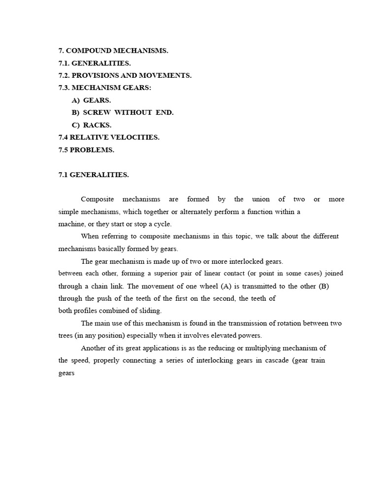 Compound Mechanisms | PDF | Gear | Rotation