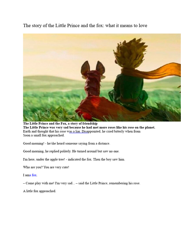 The Story of The Little Prince and The Fox | PDF