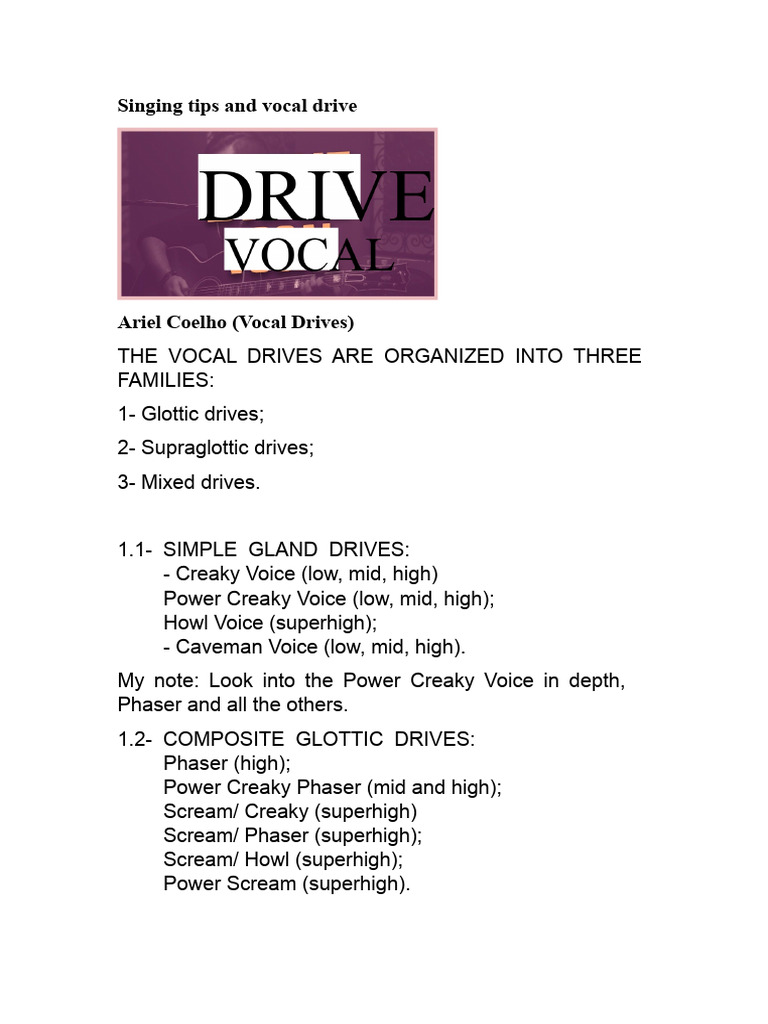 Singing Tips and Vocal Drive | PDF | Human Voice | Human Throat