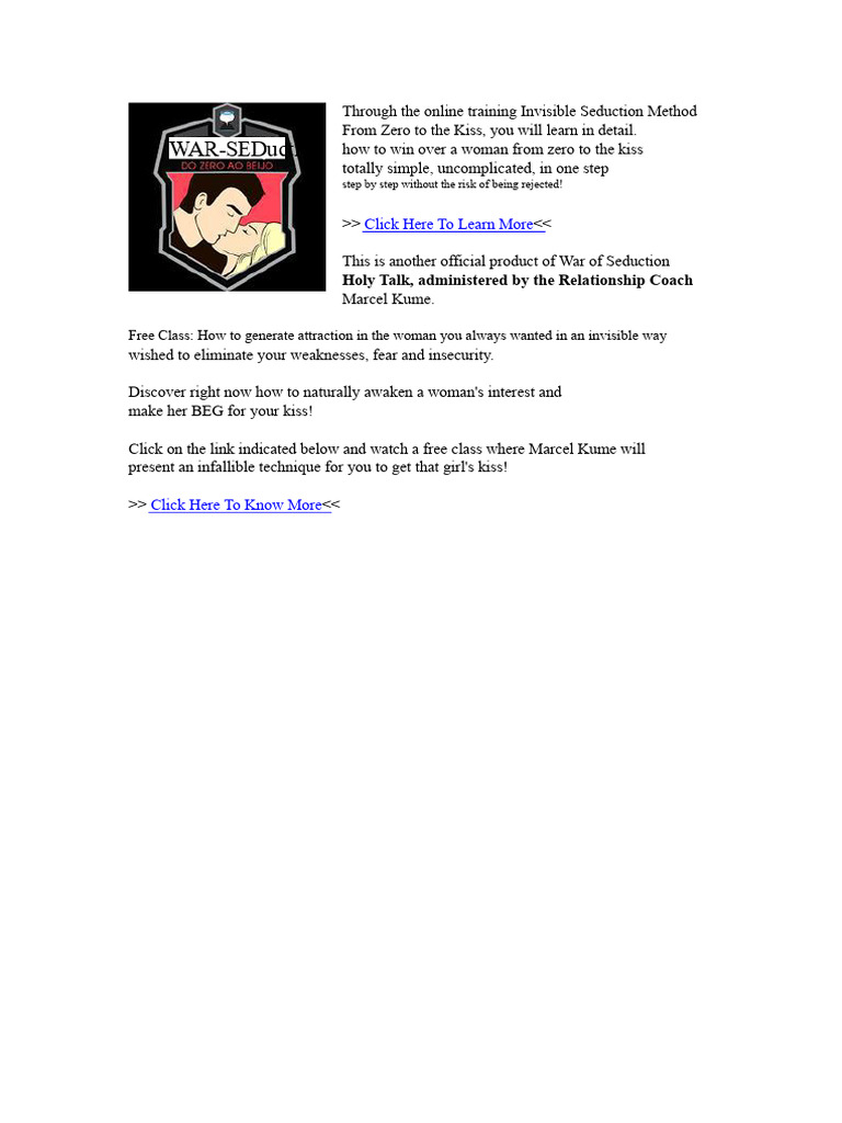 Invisible Seduction Method From Zero To Kiss PDF DOWNLOAD | PDF