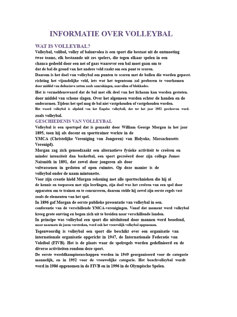 Informatie Over Volleybal | PDF