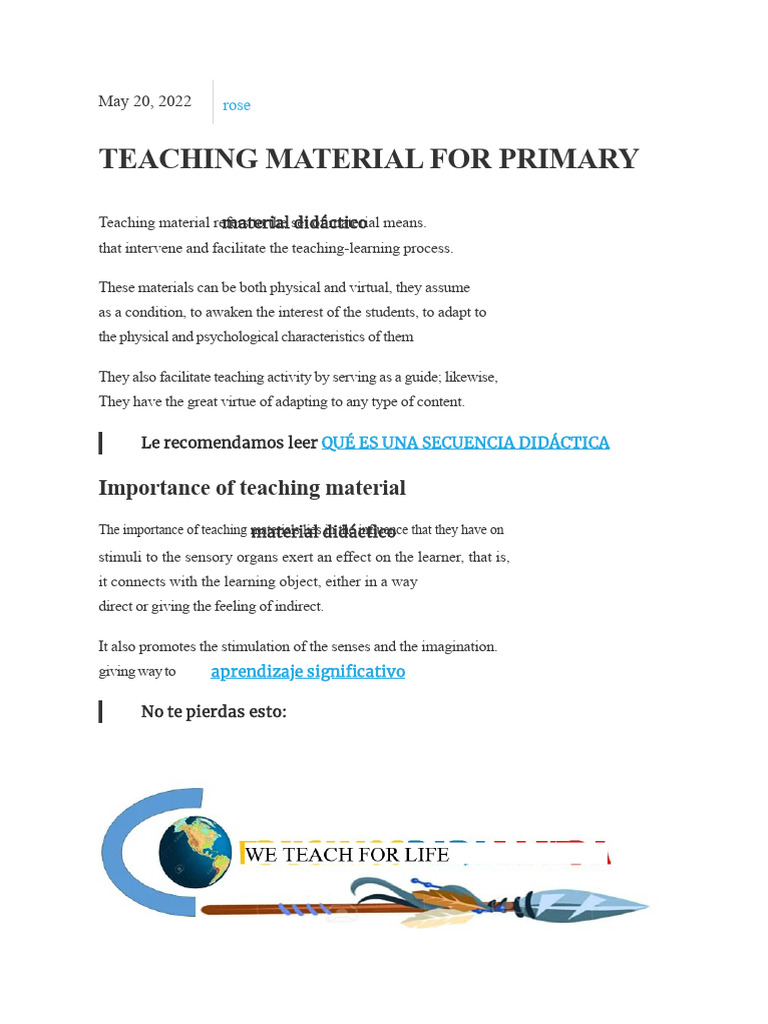 Teaching Material For Primary School | PDF | Learning | Senses
