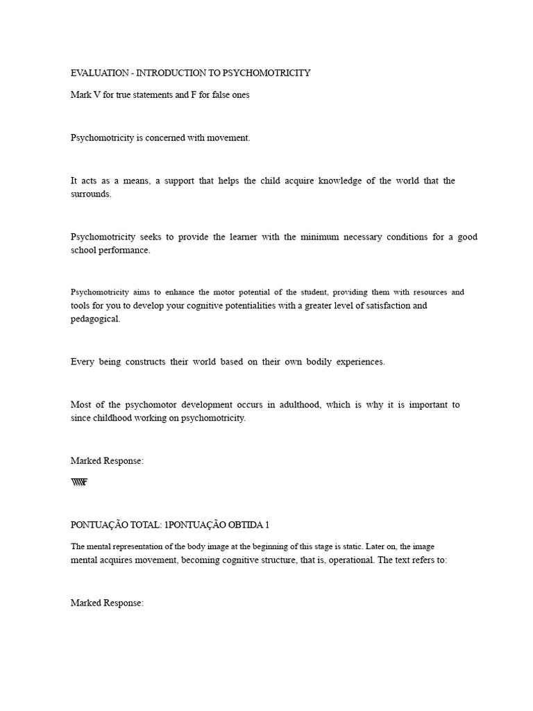 Introduction to Psychomotricity Evaluation | PDF | Pedagogy | Learning