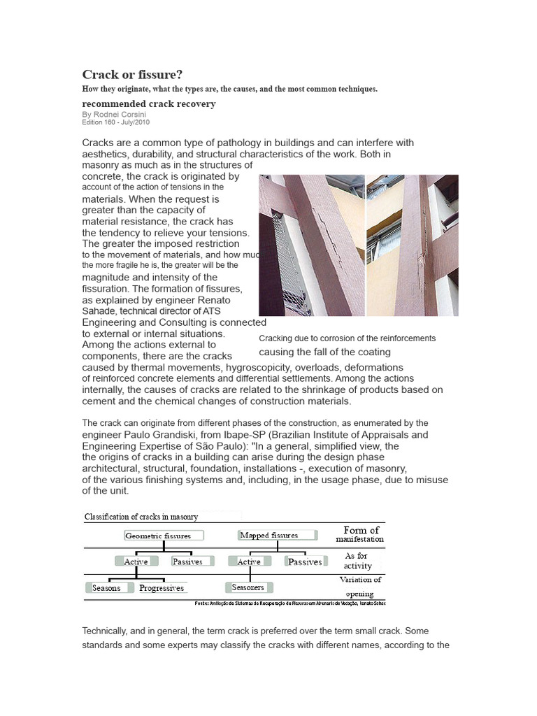 Crack or Fissure - Technique | PDF | Concrete | Reinforced Concrete