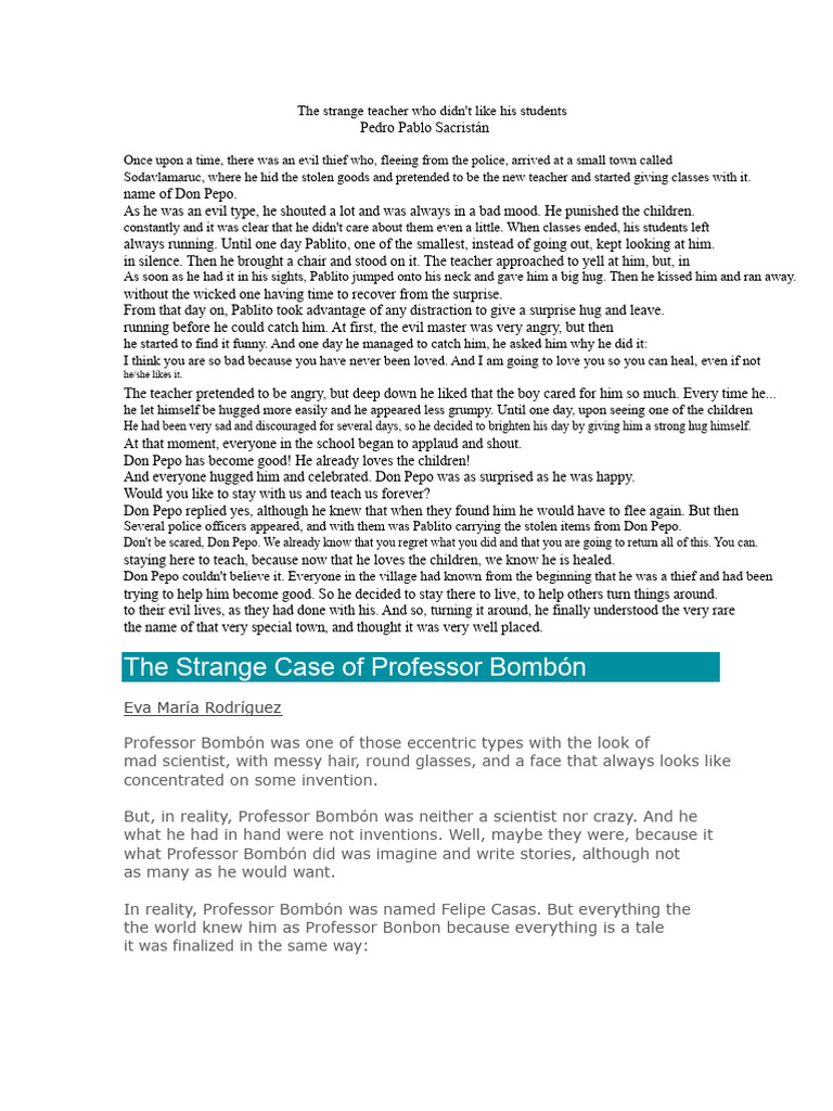 The Strange Teacher Who Didn't Love His Students | PDF