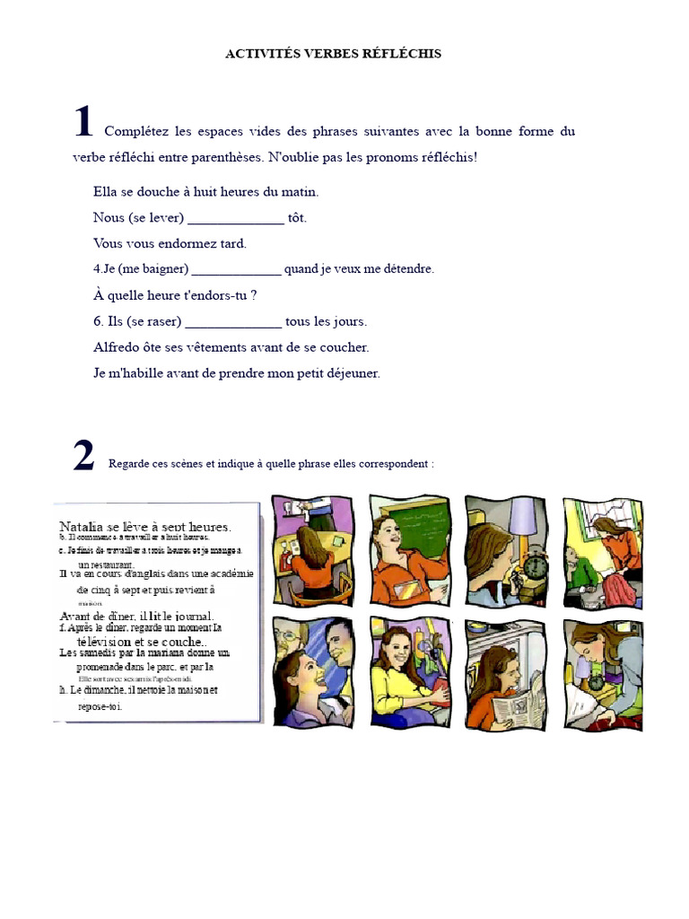 Activités sur les verbes réfléchis | PDF