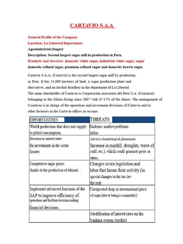 Cartavio Saa | PDF | Sugarcane | Sugar