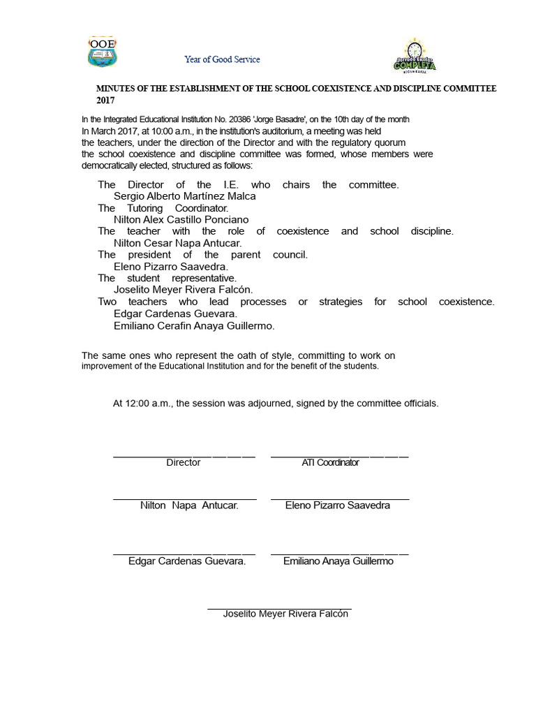 Compliance Act of The Coexistence and School Discipline Committee ...