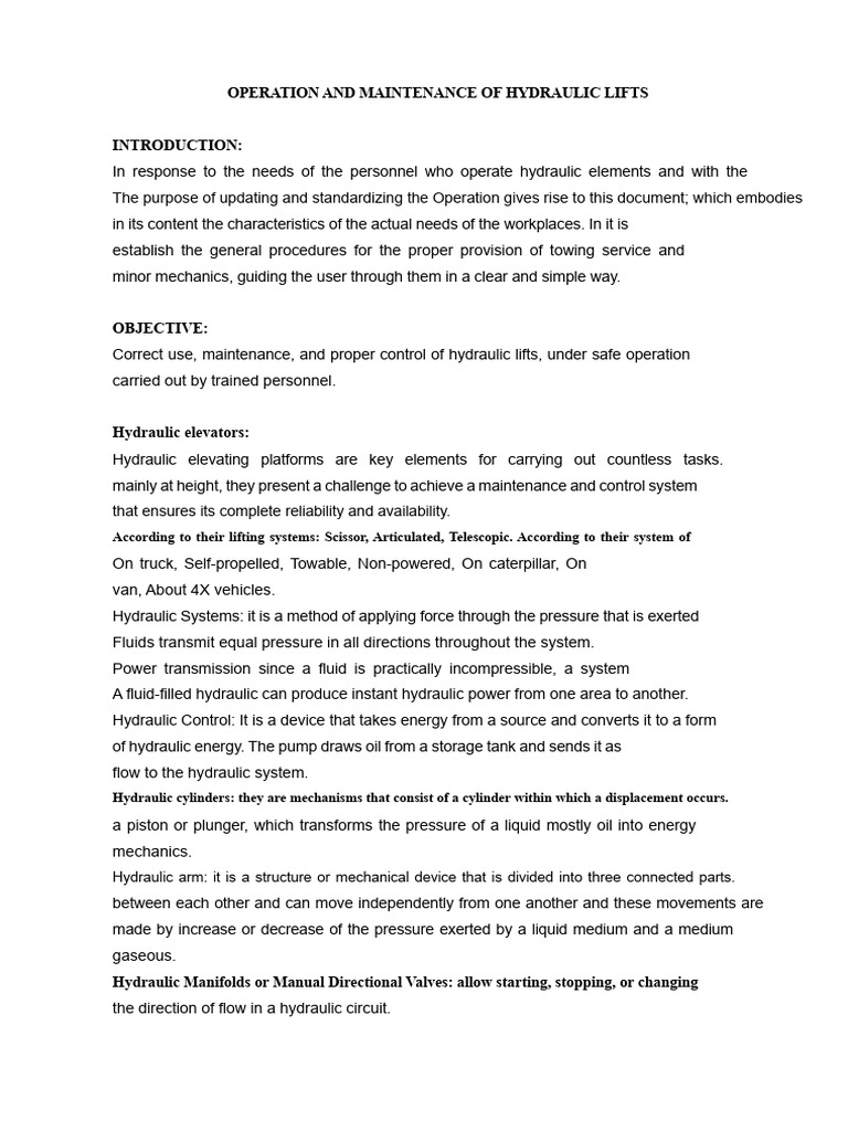 01 - Operation and Maintenance of Hydraulic Elevators | PDF | Elevator ...