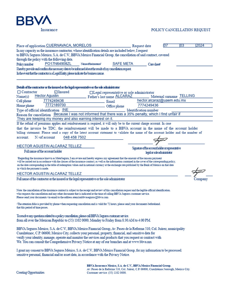 Format Cancellation Policy Insurance 03 2020 | PDF | Business