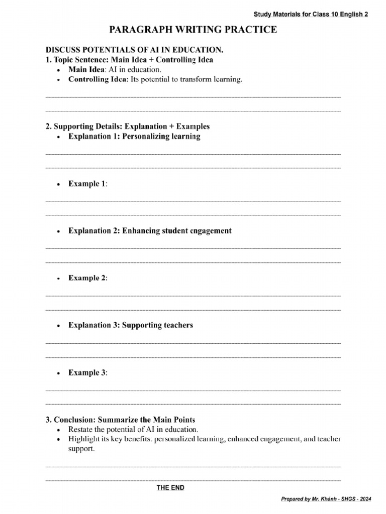 10 Anh 2 Paragraph Writing Practice | PDF