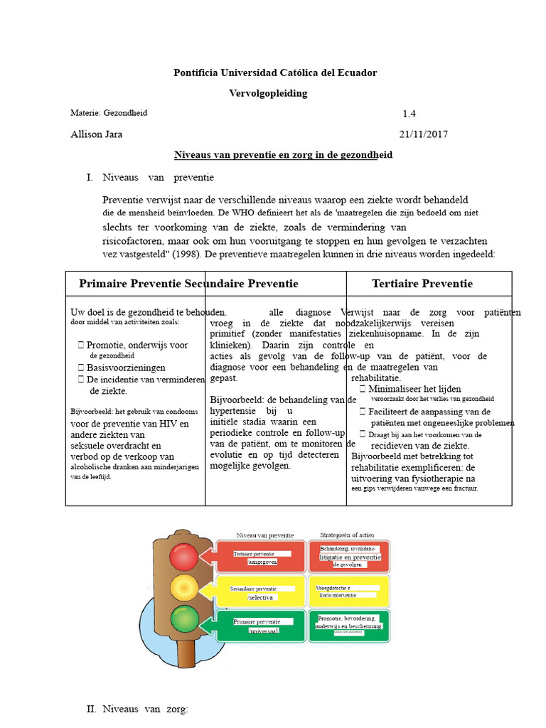 Niveaus Van Zorg en Preventie Gezondheid | PDF