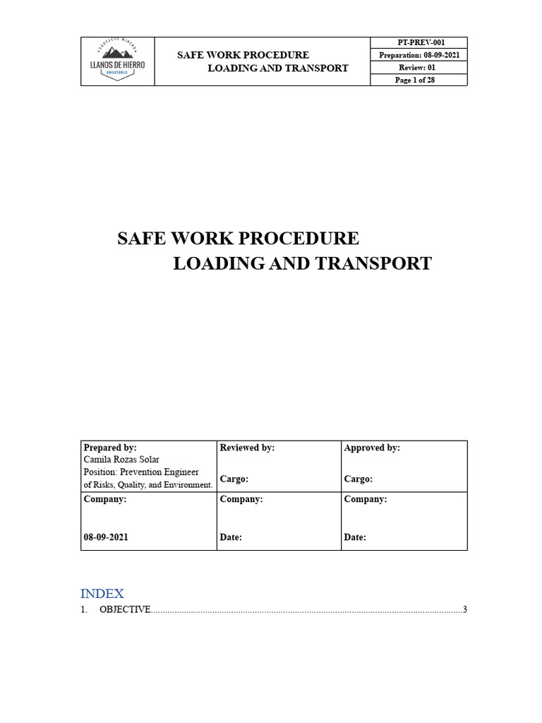 Work Procedure For Loading and Transport | PDF | Truck | Safety