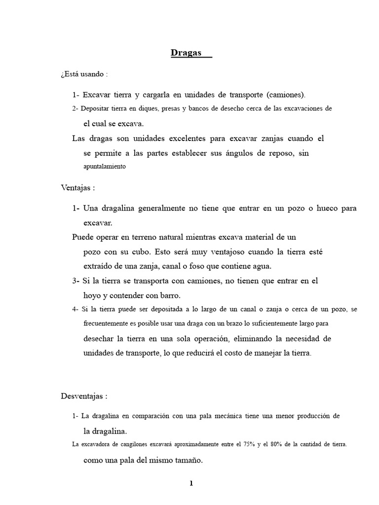 Dragas: 1-Excavar Tierra y Cargarla en Unidades de Transporte (Camiones ...