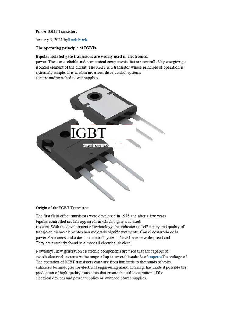 Power IGBT Transistors | PDF | Bipolar Junction Transistor | Transistor
