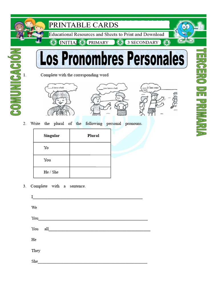 Worksheet: What Are Personal Pronouns For Third Grade | PDF | Pronoun ...