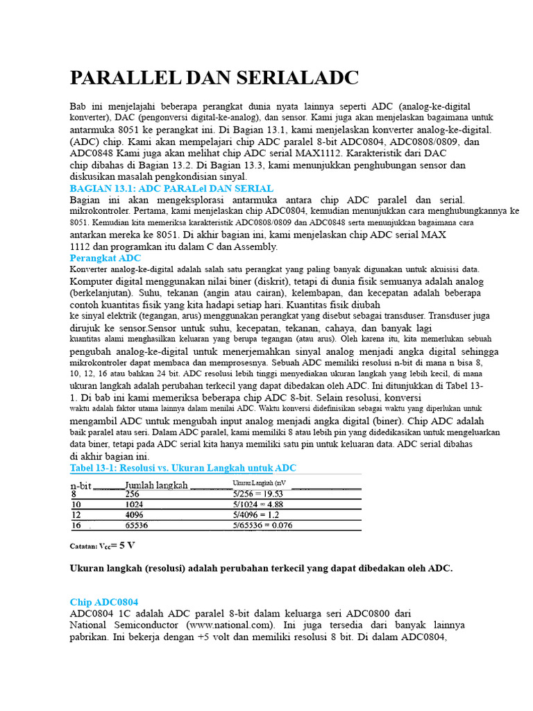 Antarmuka ADC Paralel dan Serial 8051 | PDF