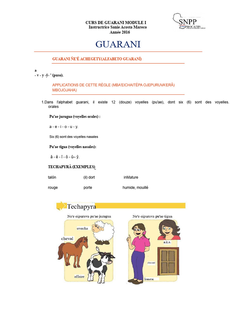 Alphabet Guarani : Voyelles et Consonnes | PDF | Voyelle | Langues