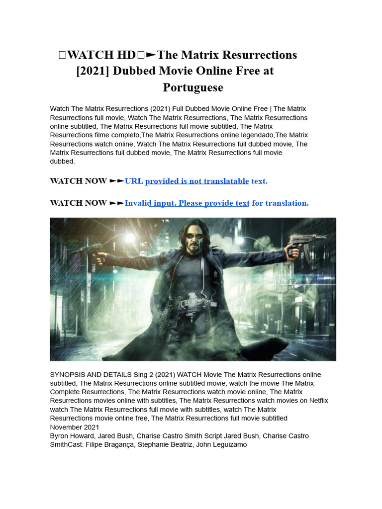 Watch The Matrix Resurrections Online Free | PDF | Television