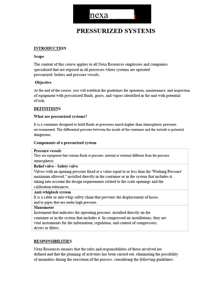Pressurized Systems: Scope | PDF | Safety | Pressure