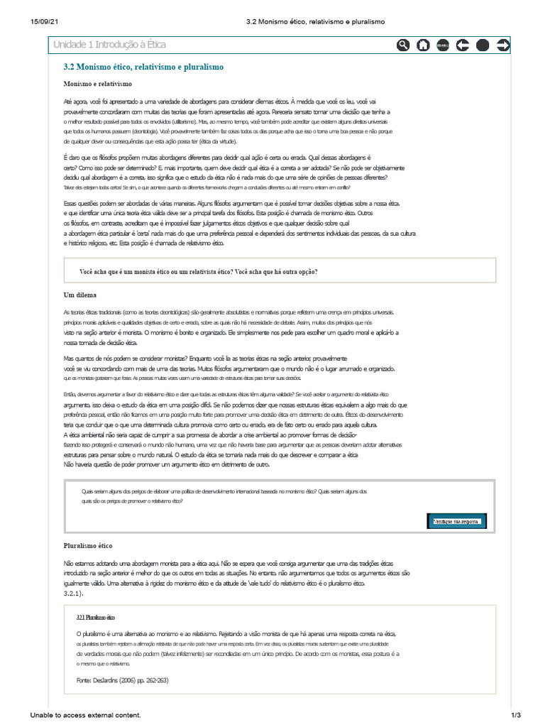 Monismo, Relativismo e Pluralismo Ético | PDF | Relativismo | Monismo