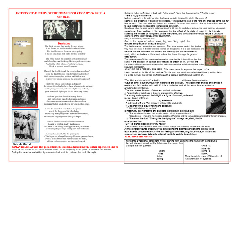 Interpretative Study of The Poem Desolation by Gabriela Mistral | PDF ...