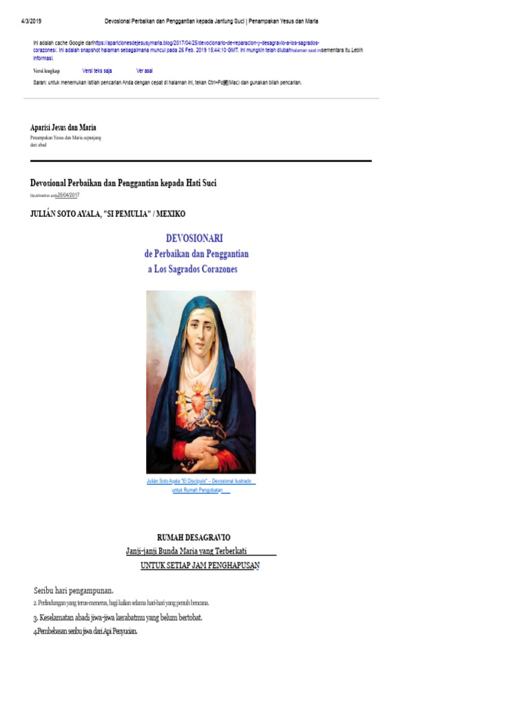 Devosi Hati Suci - Penampakan Yesus Dan Maria | PDF