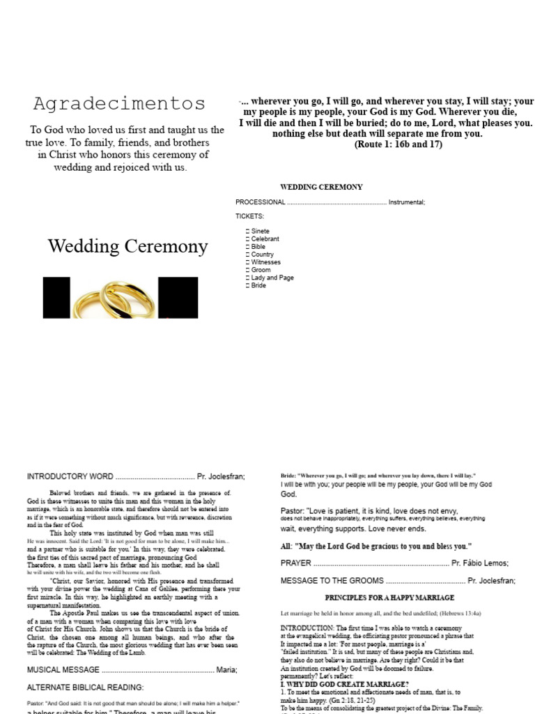 Wedding Ceremony Script and Vows | PDF | Wedding | Marriage