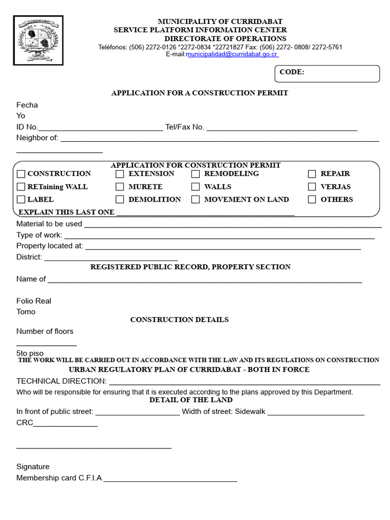 Application For Construction Permits | PDF