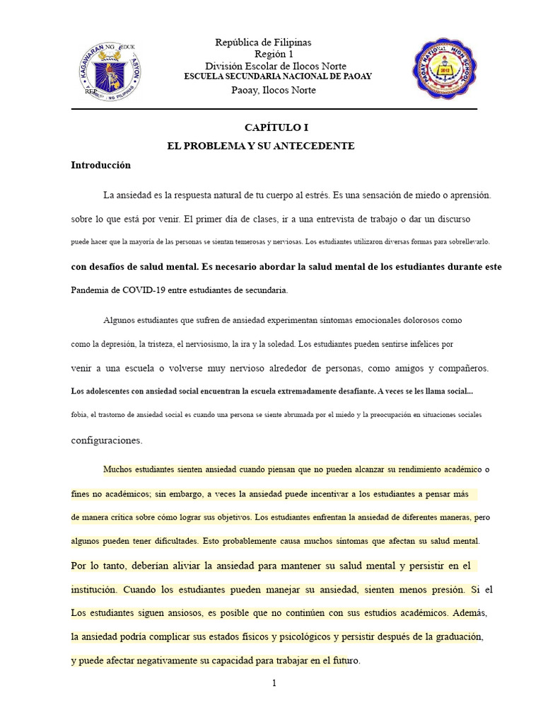 Mecanismos de Afrontamiento para La Ansiedad Entre Los Estudiantes de ...