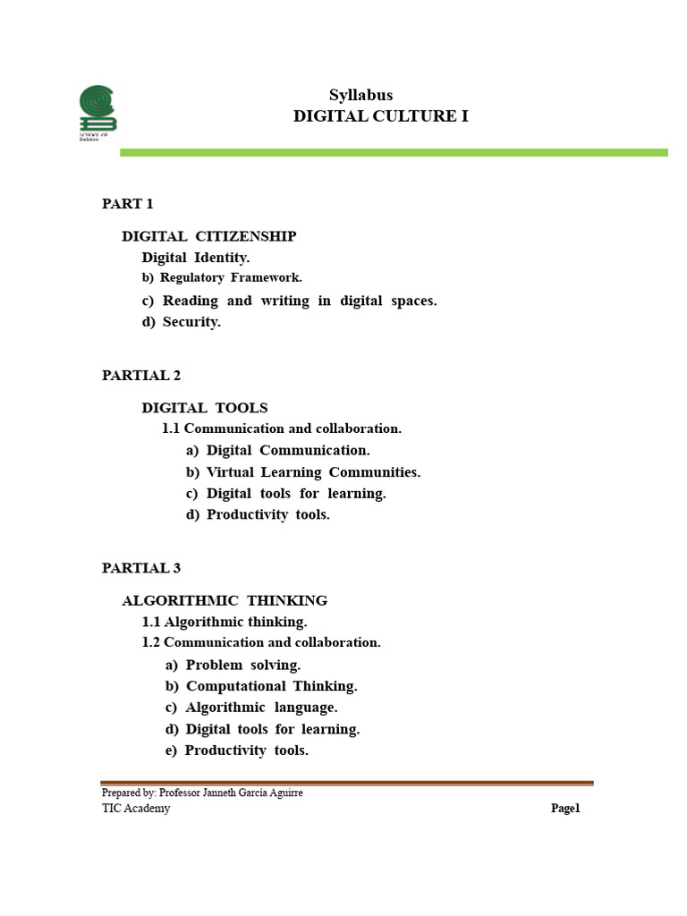 Digital Culture Syllabus I 2023b | PDF