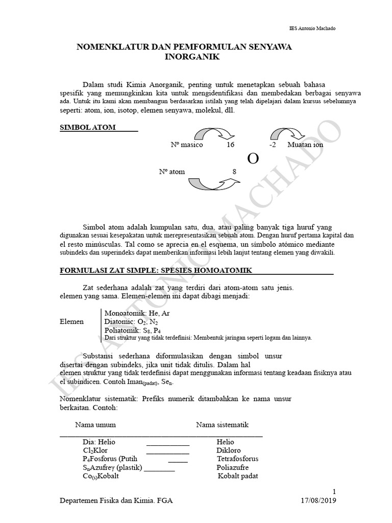 Nomenklatur Senyawa Anorganik | PDF