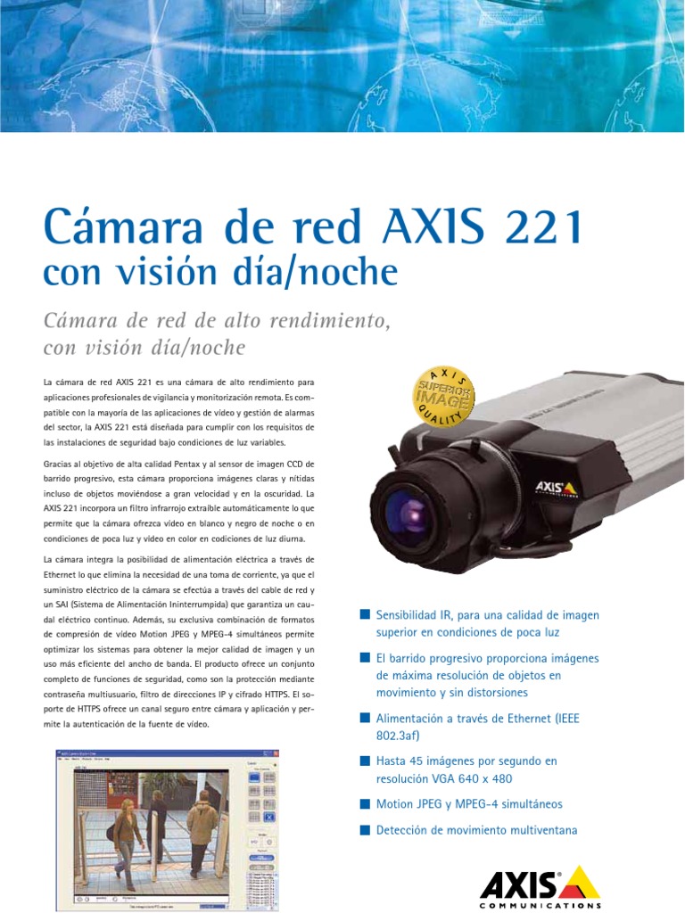 Ficha Tecnica Camara Axis 221 | PDF | Vídeo | Transport Layer Security
