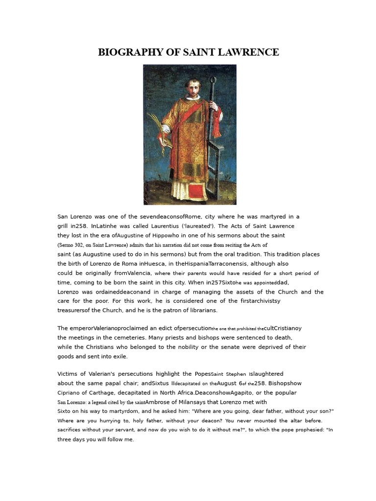 Biography of Saint Lawrence | PDF