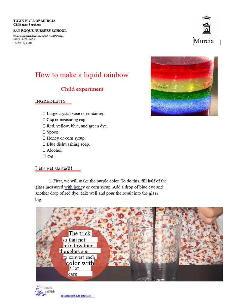 Experiment. We Make Liquid Rainbow | PDF | Color