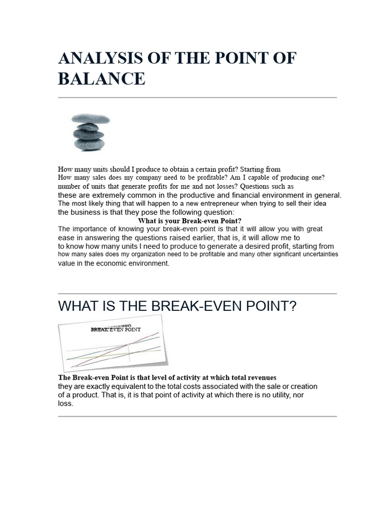 Break-Even Point Analysis Guide | PDF | Internal Rate Of Return | Net ...
