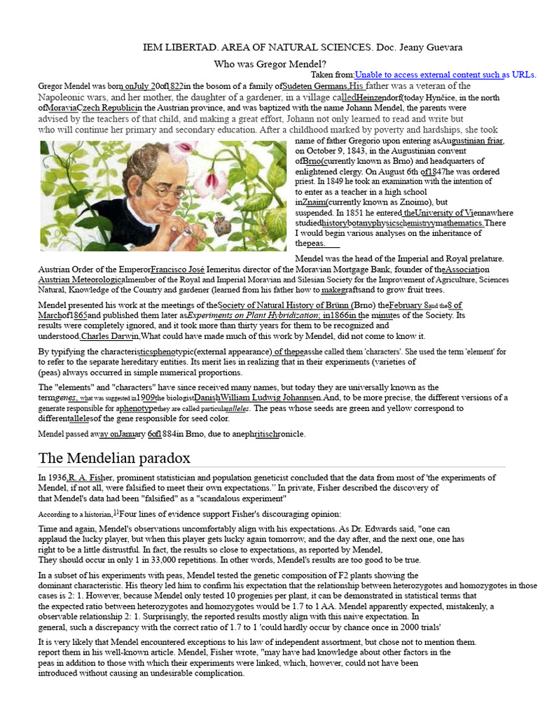 Gregor Mendel | PDF | Science