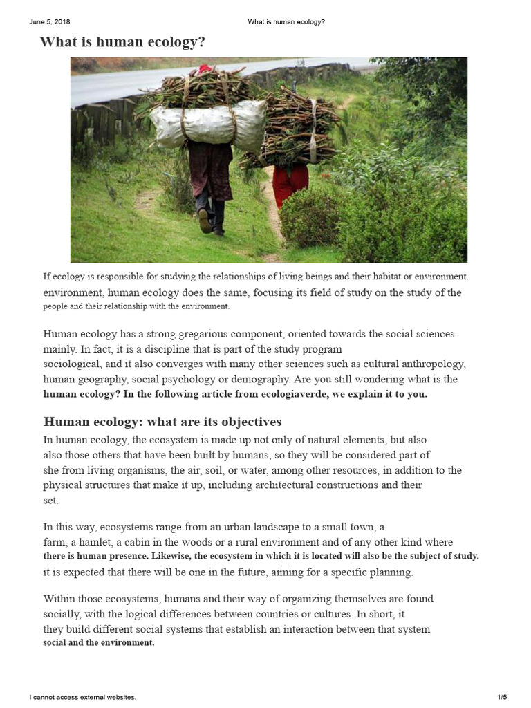 What Is Human Ecology? | PDF | Ecology | System