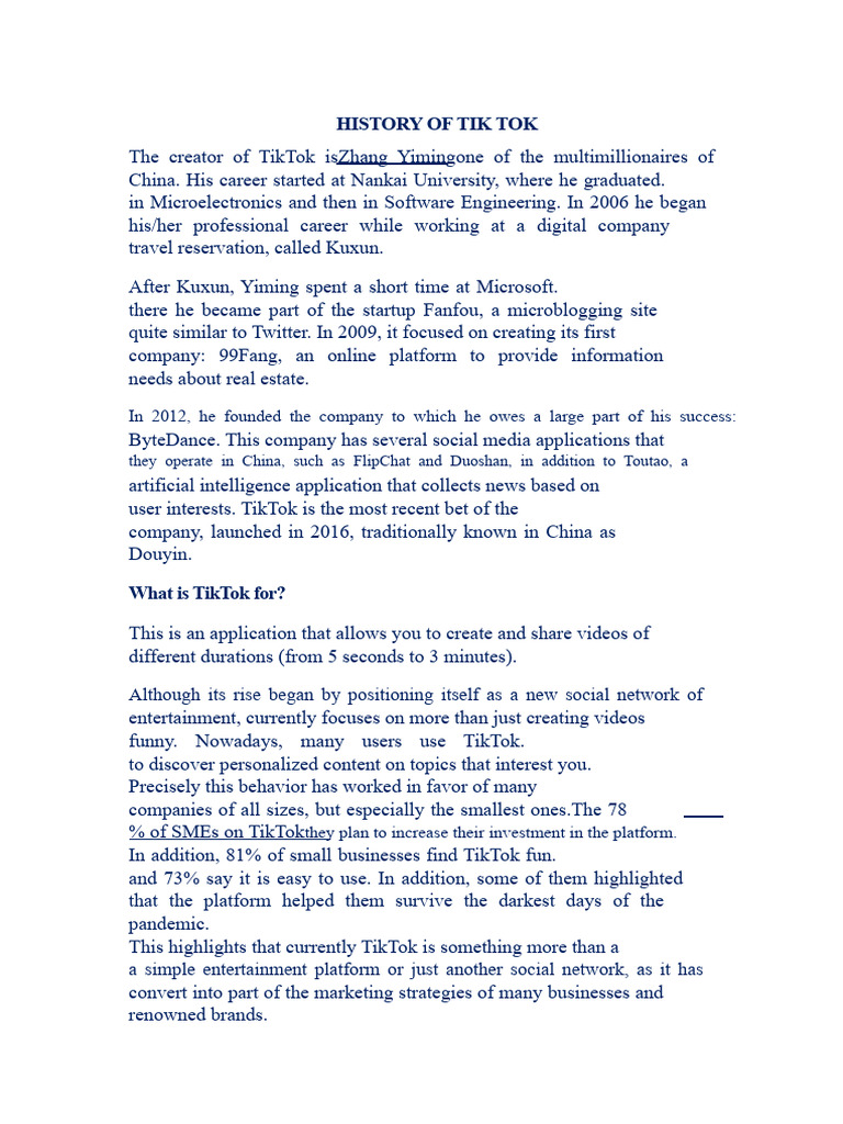 TikTok: Founding History and Impact | PDF