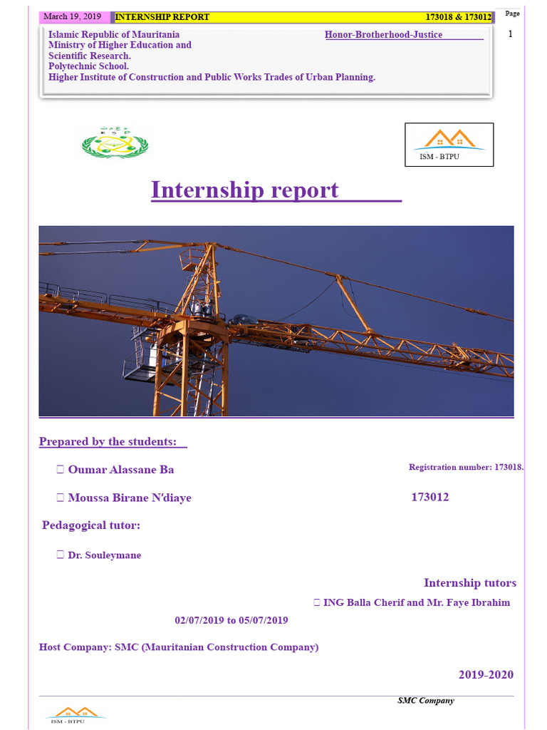 Internship Report in Construction | PDF | Concrete | Building Engineering