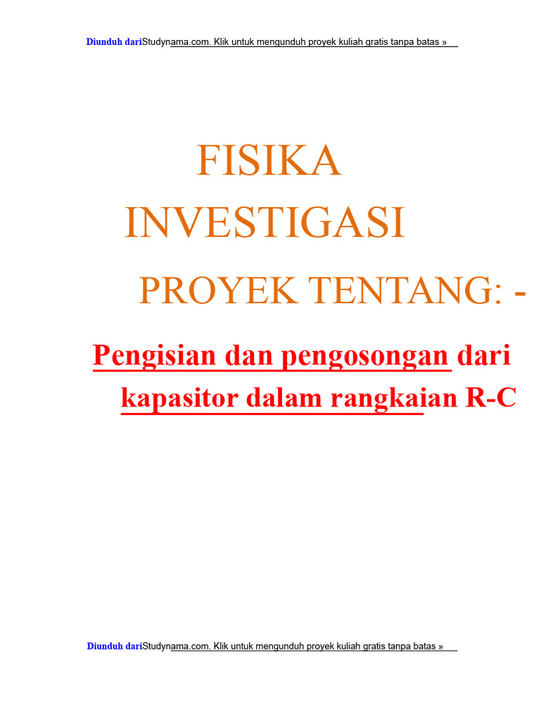 Pengisian & Pengosongan Kapasitor Dalam Rangkaian RC - Proyek ...
