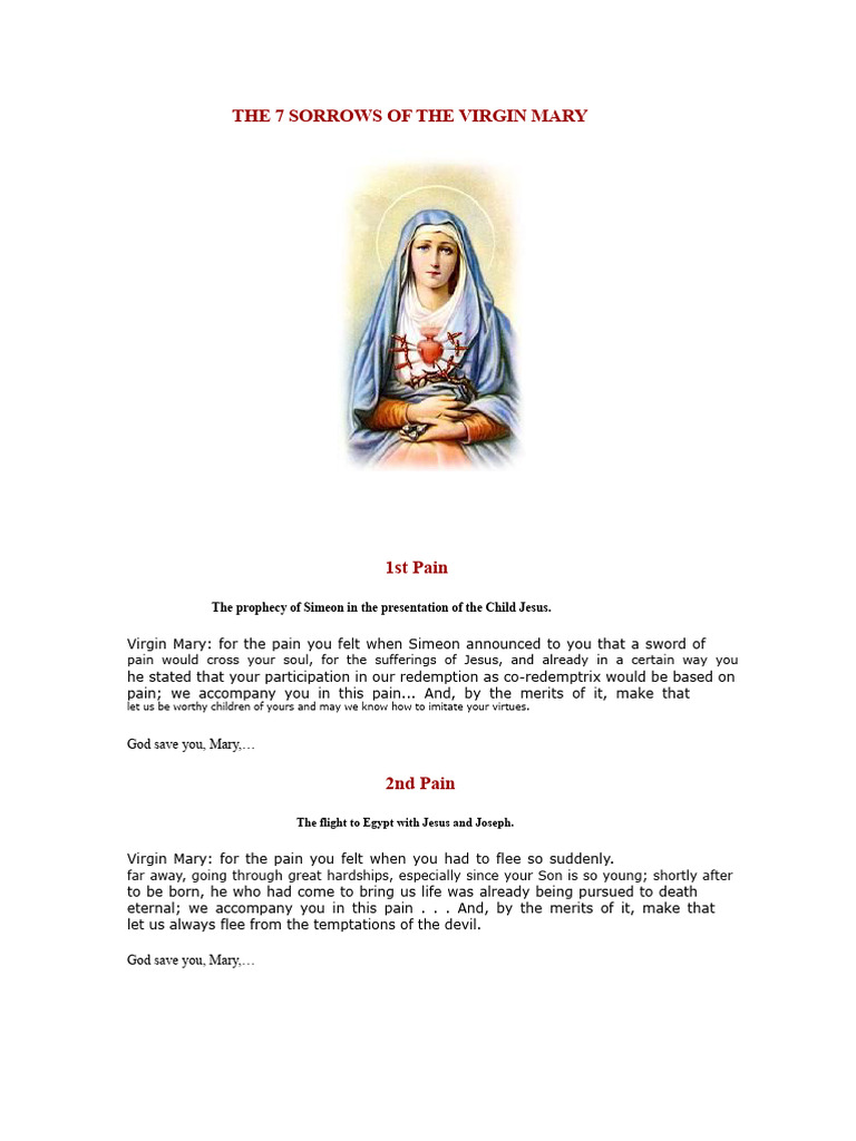The 7 Sorrows of The Virgin Mary | PDF | Jesus | Mary, Mother Of Jesus