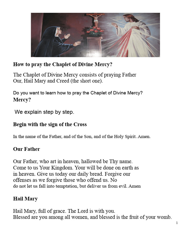 How To Pray The Chaplet of Divine Mercy | PDF | God The Father | Lord's ...