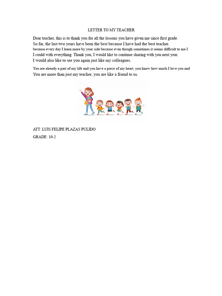 Thank You Letter to My Teacher | PDF