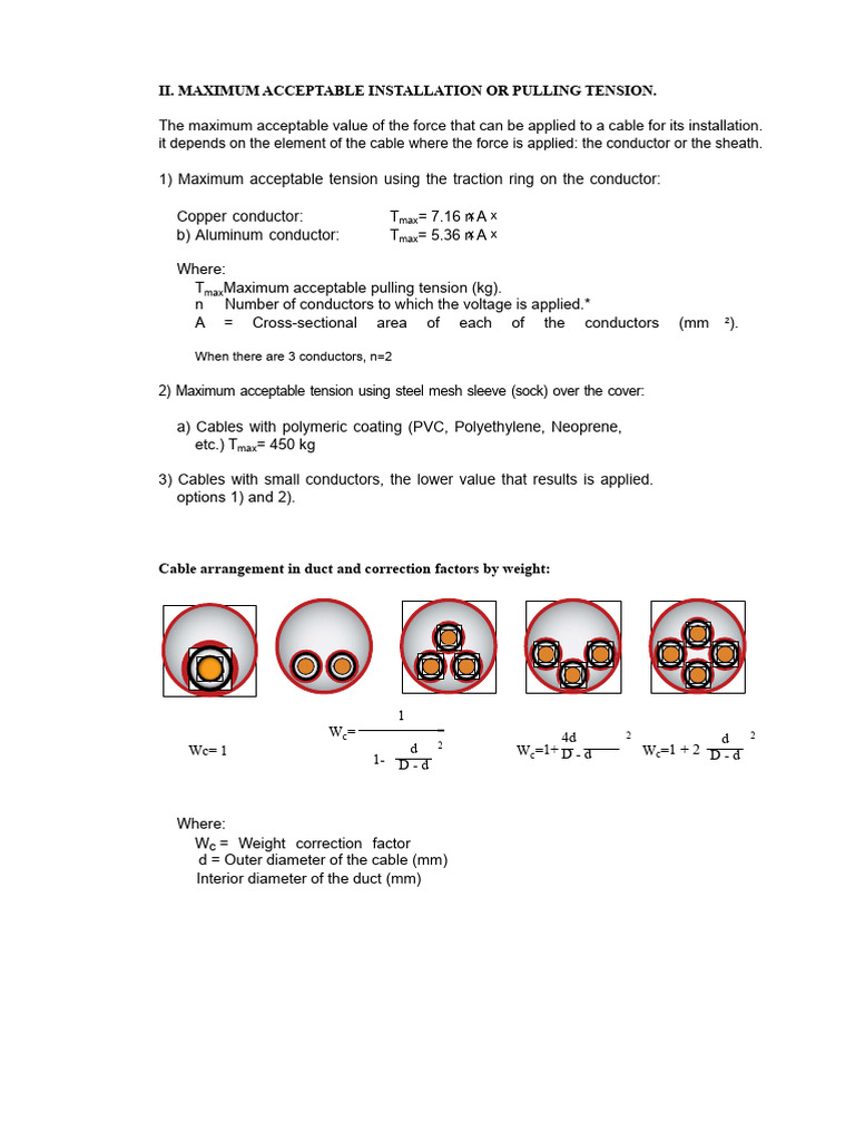 Maximum Cable Pulling Tension Guidelines | PDF