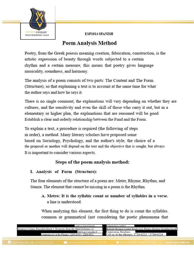 Method of Analyzing Poems. | PDF | Poetry | Metre (Poetry)
