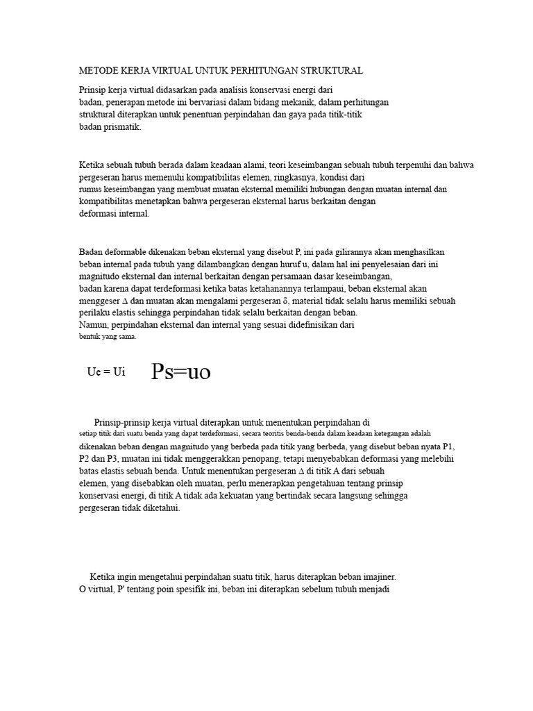 Metode Kerja Virtual Untuk Perhitungan Struktur | PDF