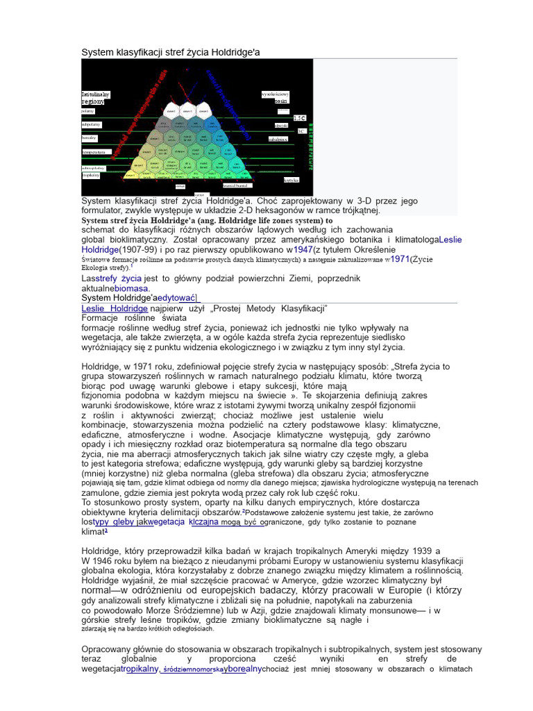 System Klasyfikacji Stref Życia Holdridge | PDF