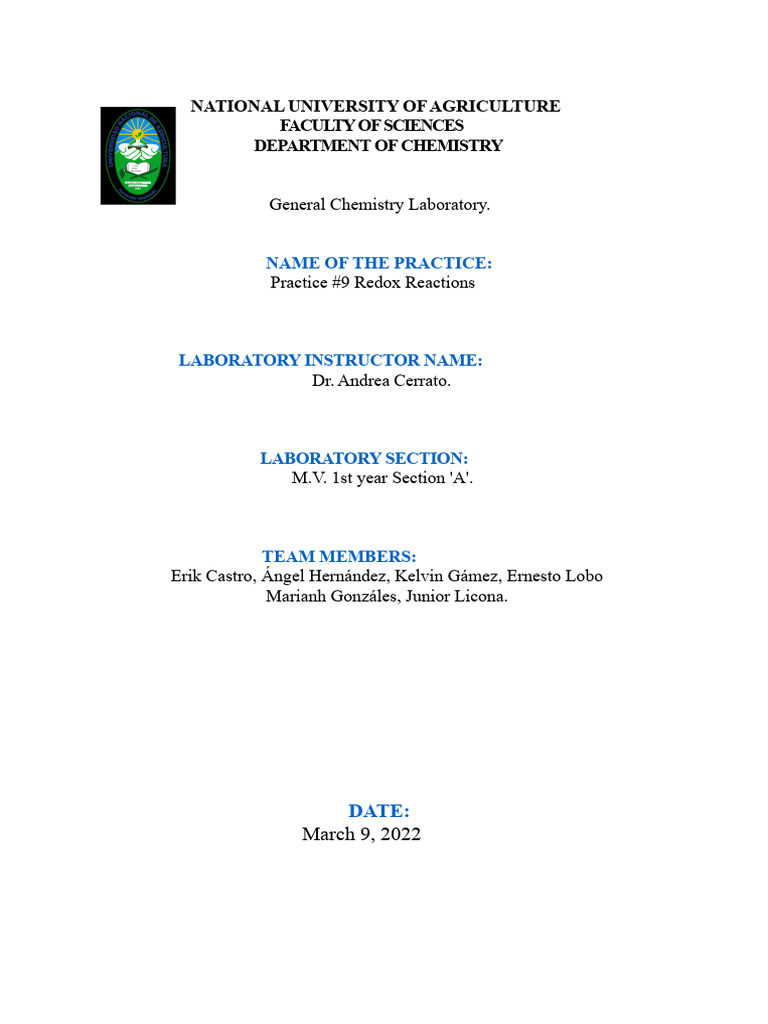 Redox Reactions Laboratory Guide | PDF | Redox | Ion